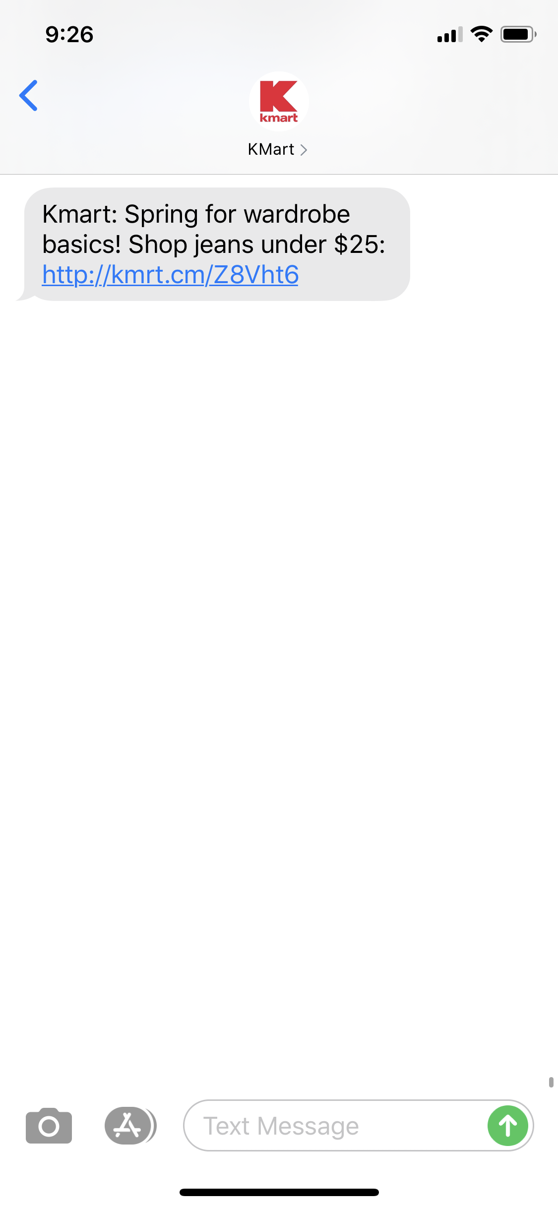 Kmart Text Message Marketing Example – 02.20.2020 | SMS Archives