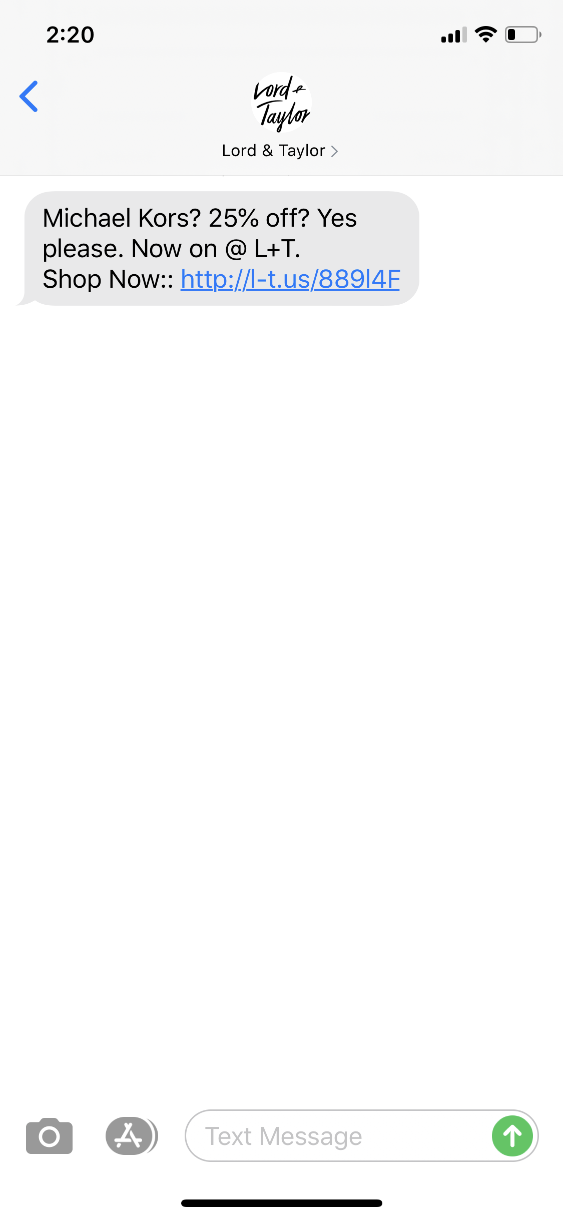 Lord & Taylor Text Marketing Examples | SMS Archives