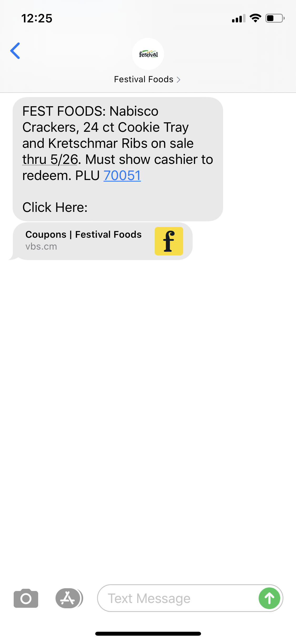 Festival Foods Text Message Marketing Example – 05.22.2020 | SMS Archives