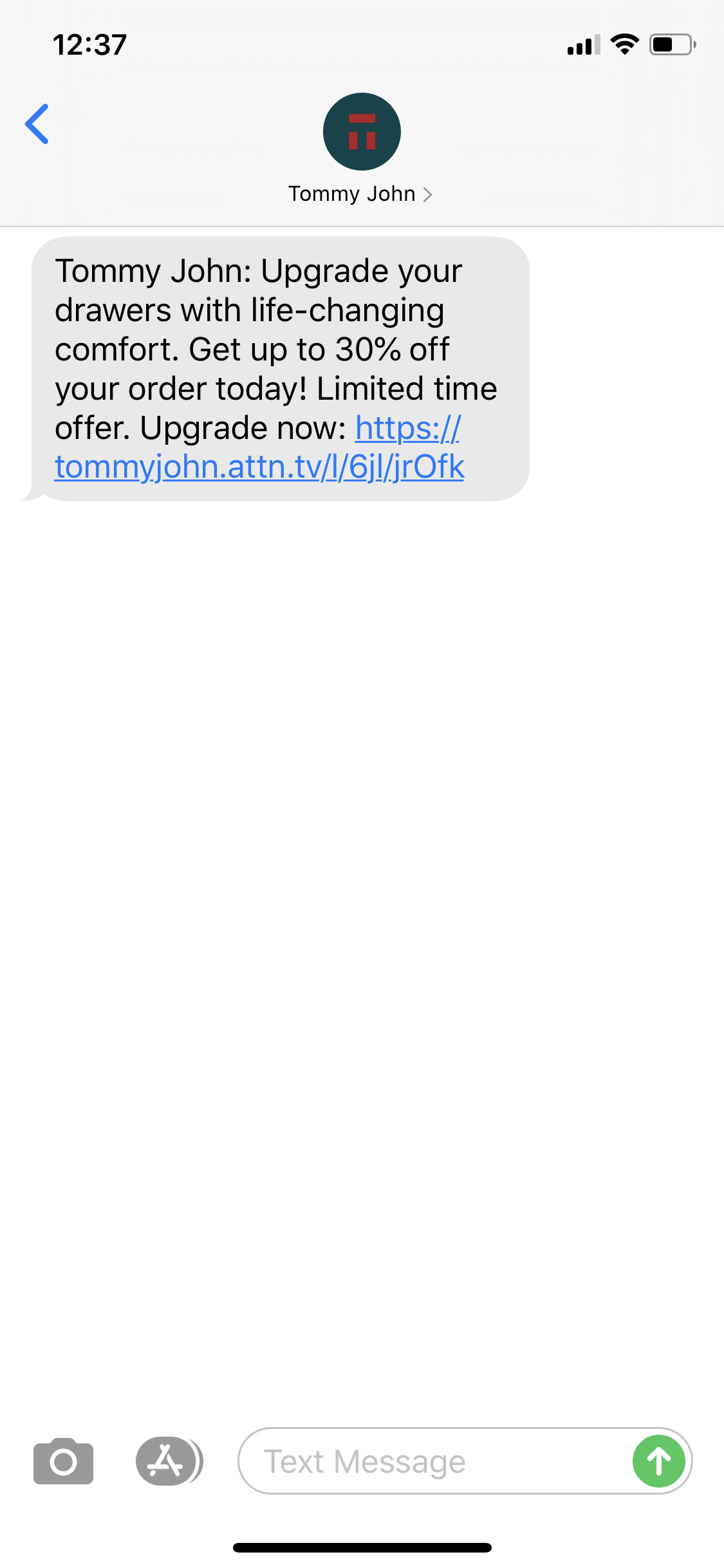 Tommy John Text Message Marketing Example – 05.28.2020 | SMS Archives