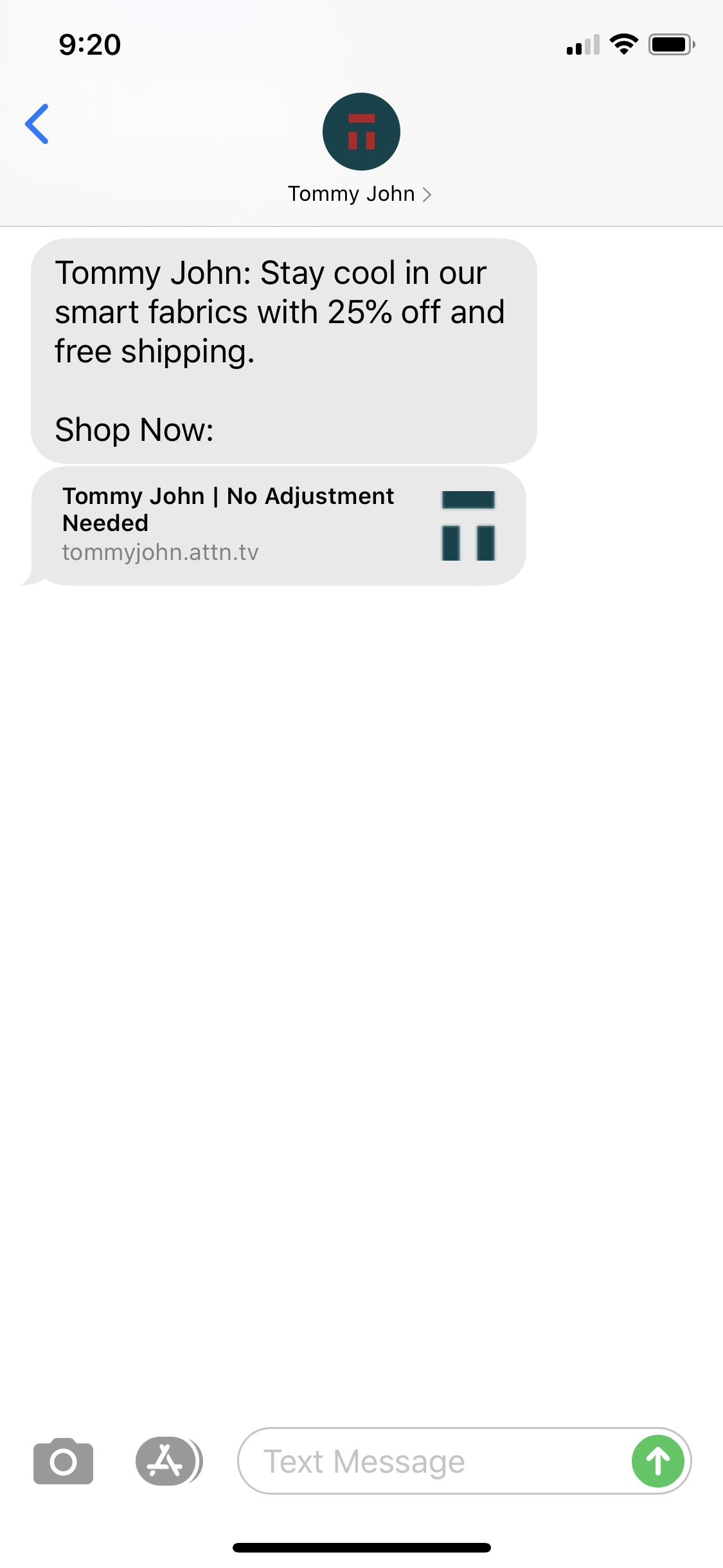 Tommy John Text Message Marketing Example – 06.14.2020 | SMS Archives