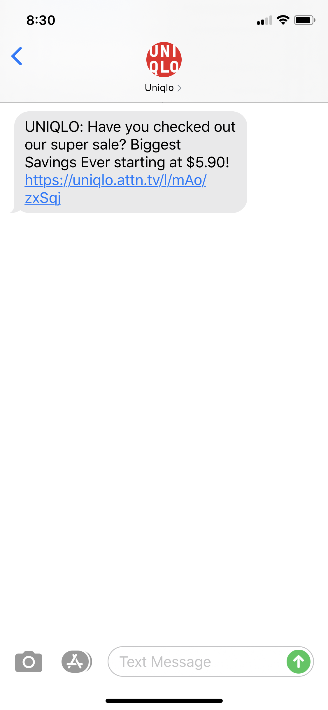 Uniqlo Text Message Marketing Example – 07.09.2020 | SMS Archives