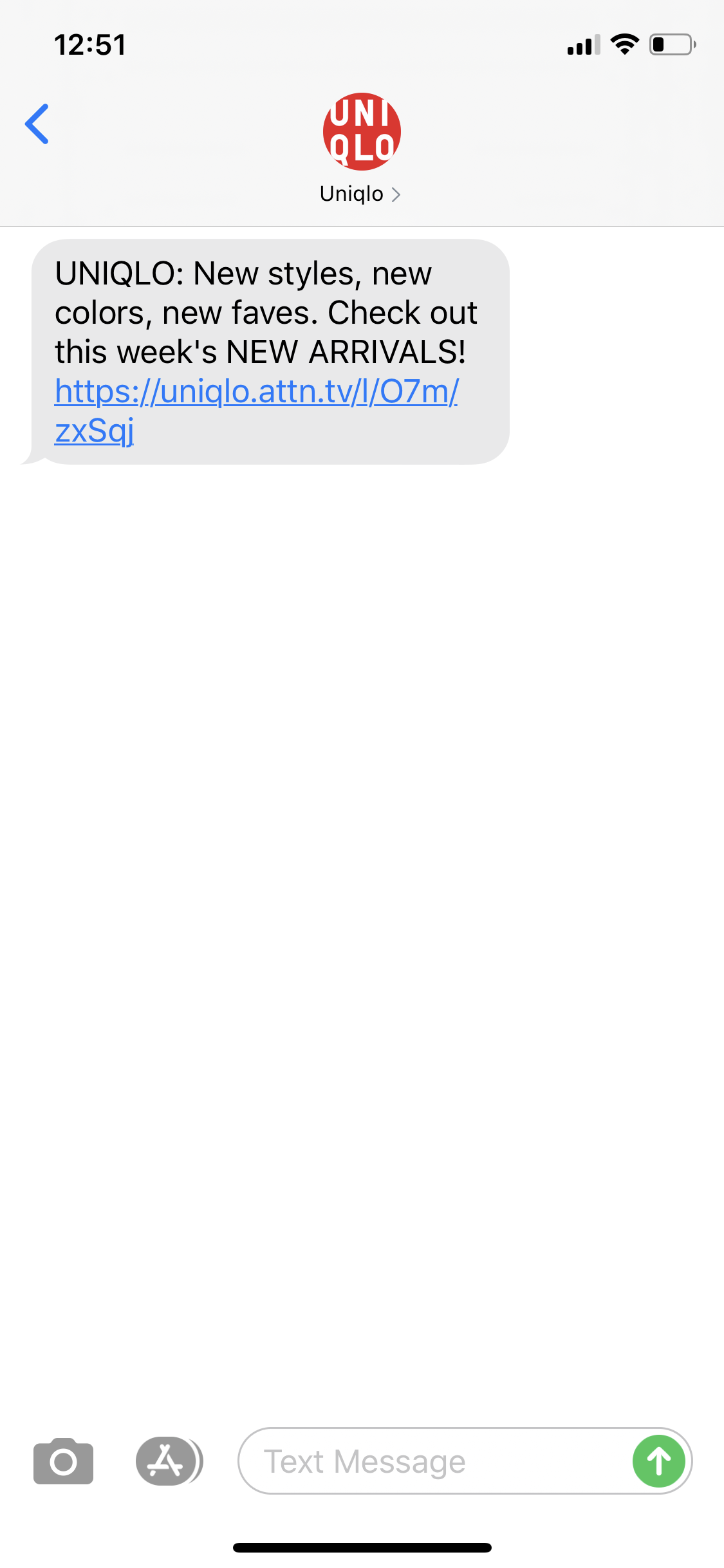 Uniqlo Text Message Marketing Example – 07.30.2020 | SMS Archives