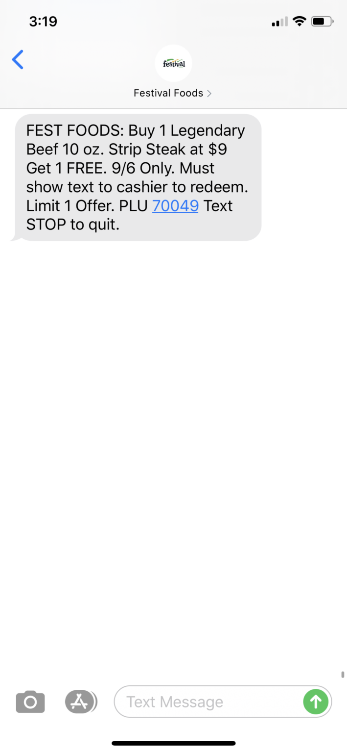 Festival Foods Text Message Marketing Example – 09.06.2020 | SMS Archives