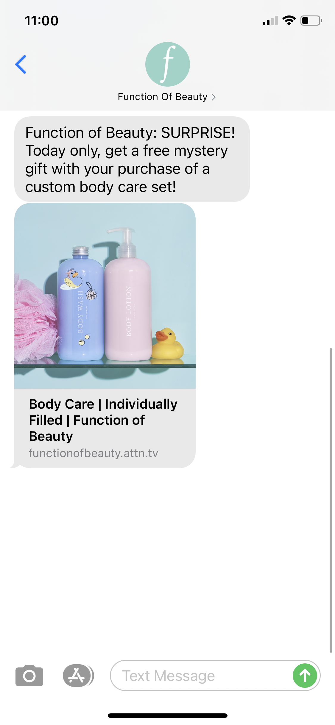 Function of Beauty Text Message Marketing Example – 09.22.2020 | SMS ...