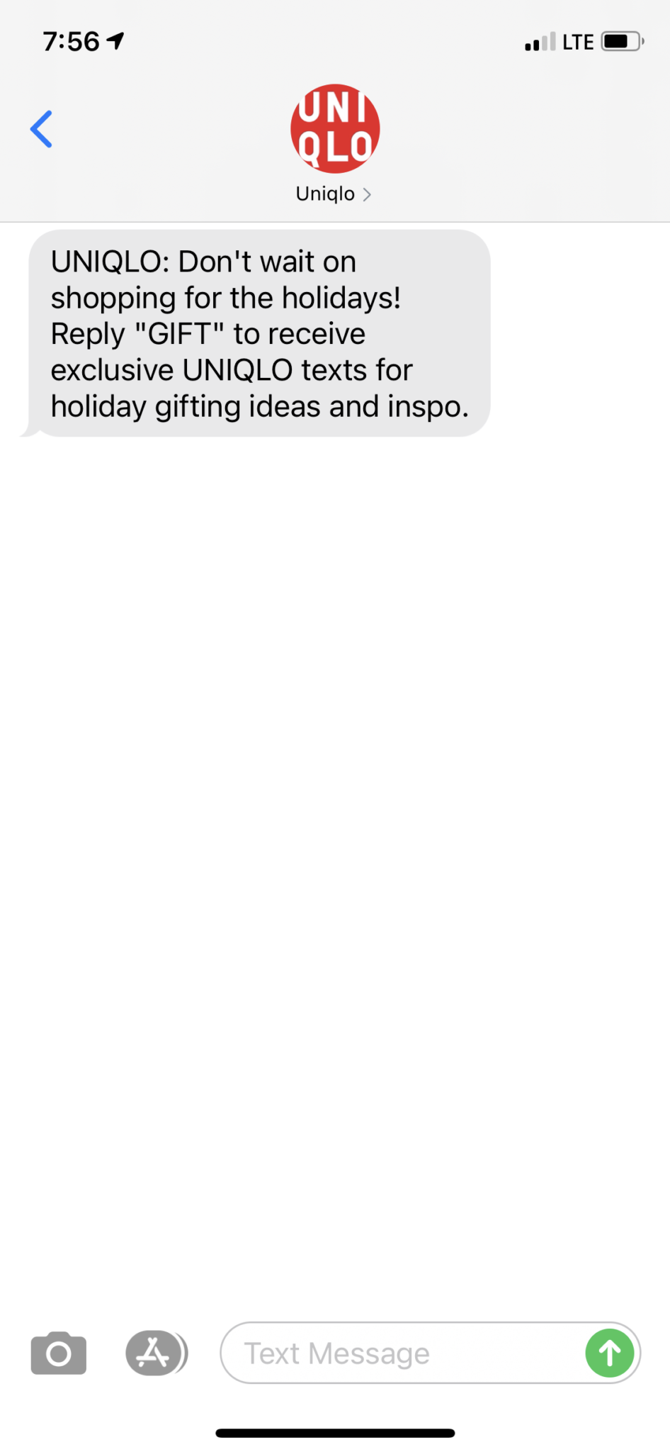 Uniqlo Text Message Marketing Example – 10.22.2020 | SMS Archives
