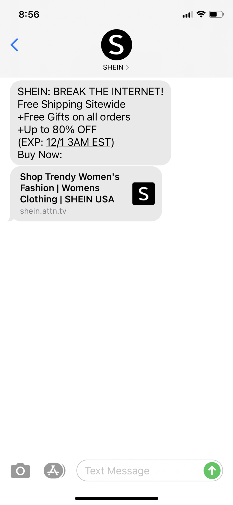 SHEIN Text Marketing Examples | SMS Archives