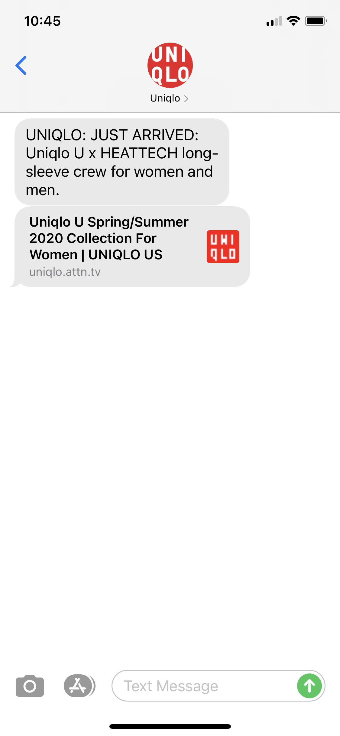 Uniqlo Text Message Marketing Example – 10.29.2020 | SMS Archives
