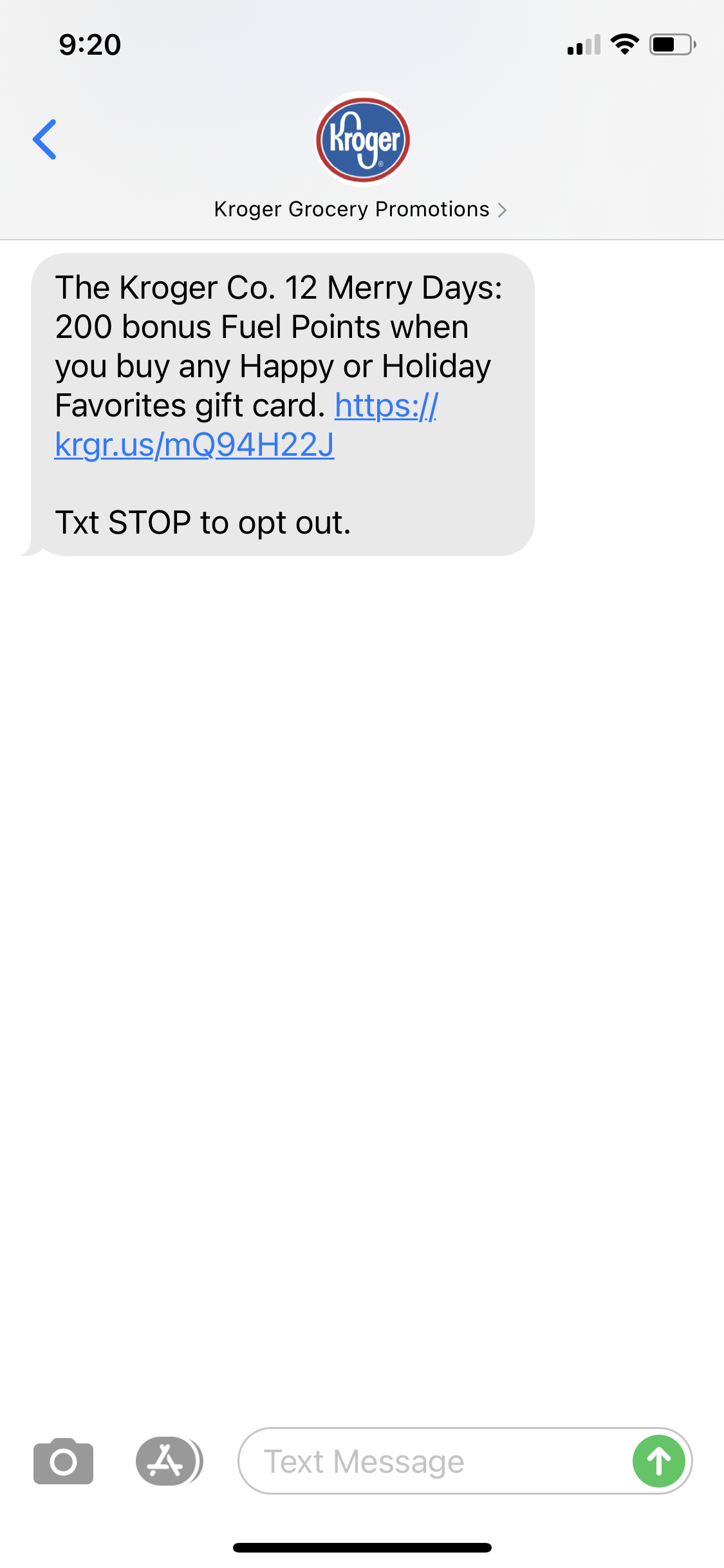 Kroger Text Marketing Examples | SMS Archives