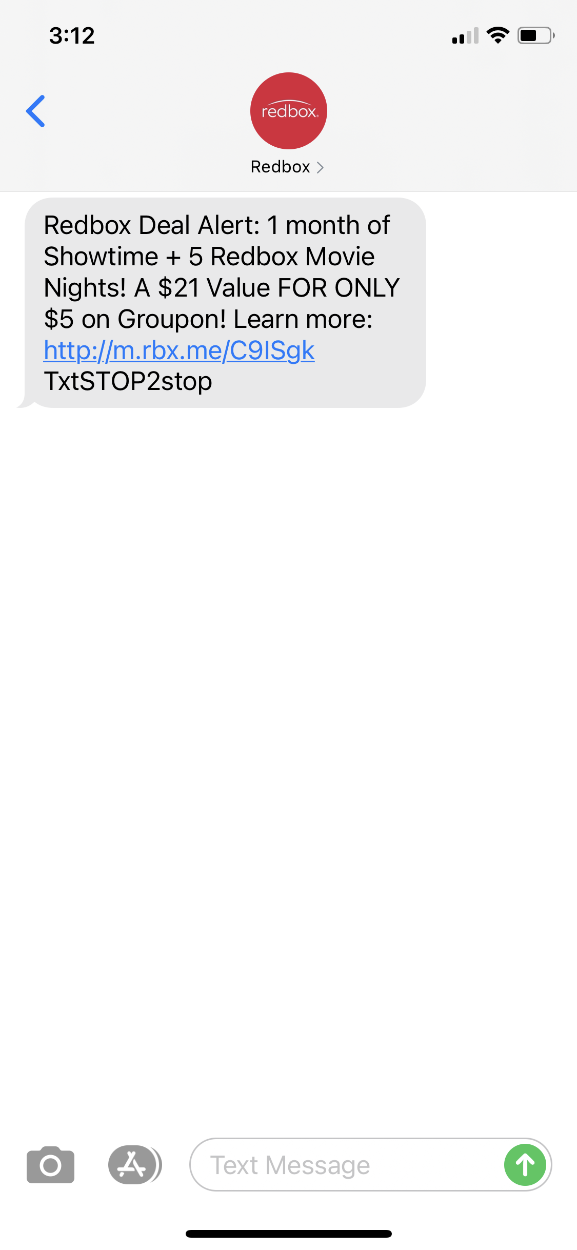 Redbox Text Message Marketing Example – 08.11.2020 | SMS Archives