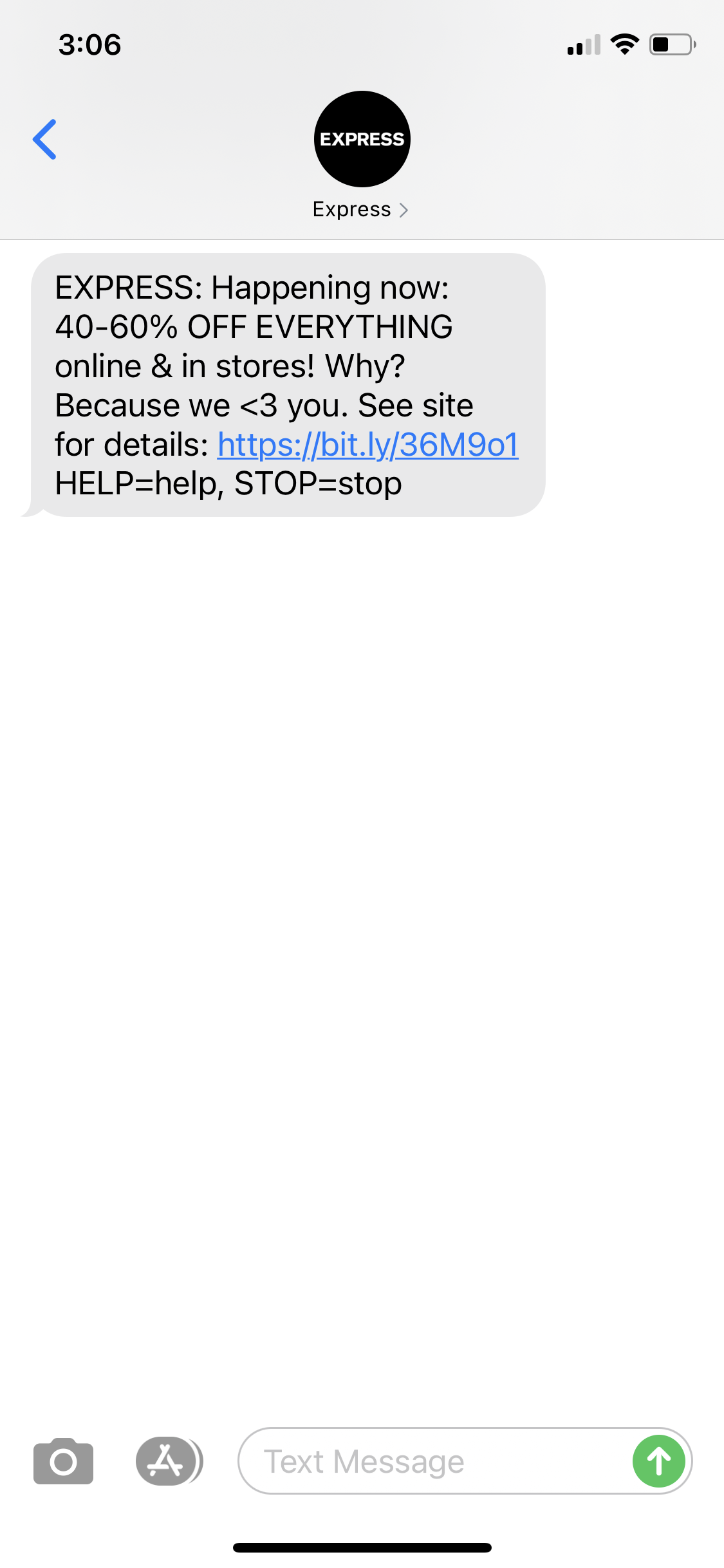 Express Text Message Marketing Example – 02.11.2021 | SMS Archives