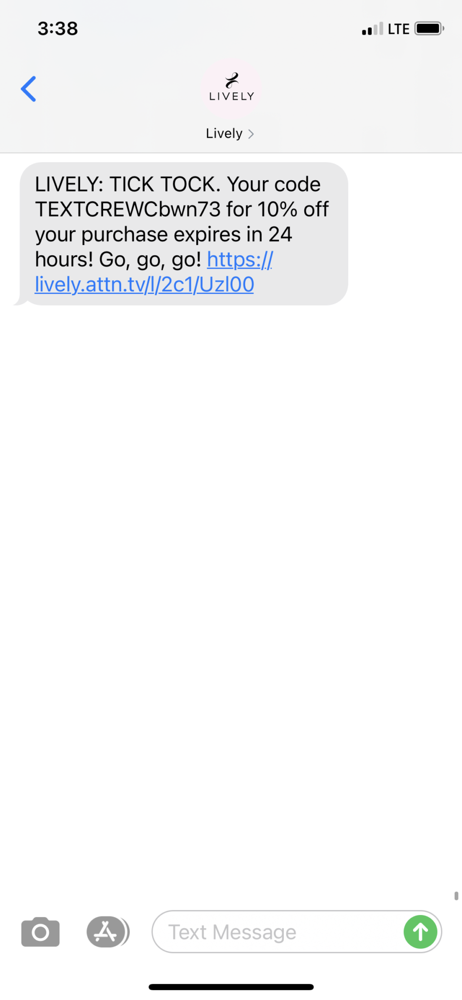 Lively Text Message Marketing Example – 02.24.2021 | SMS Archives