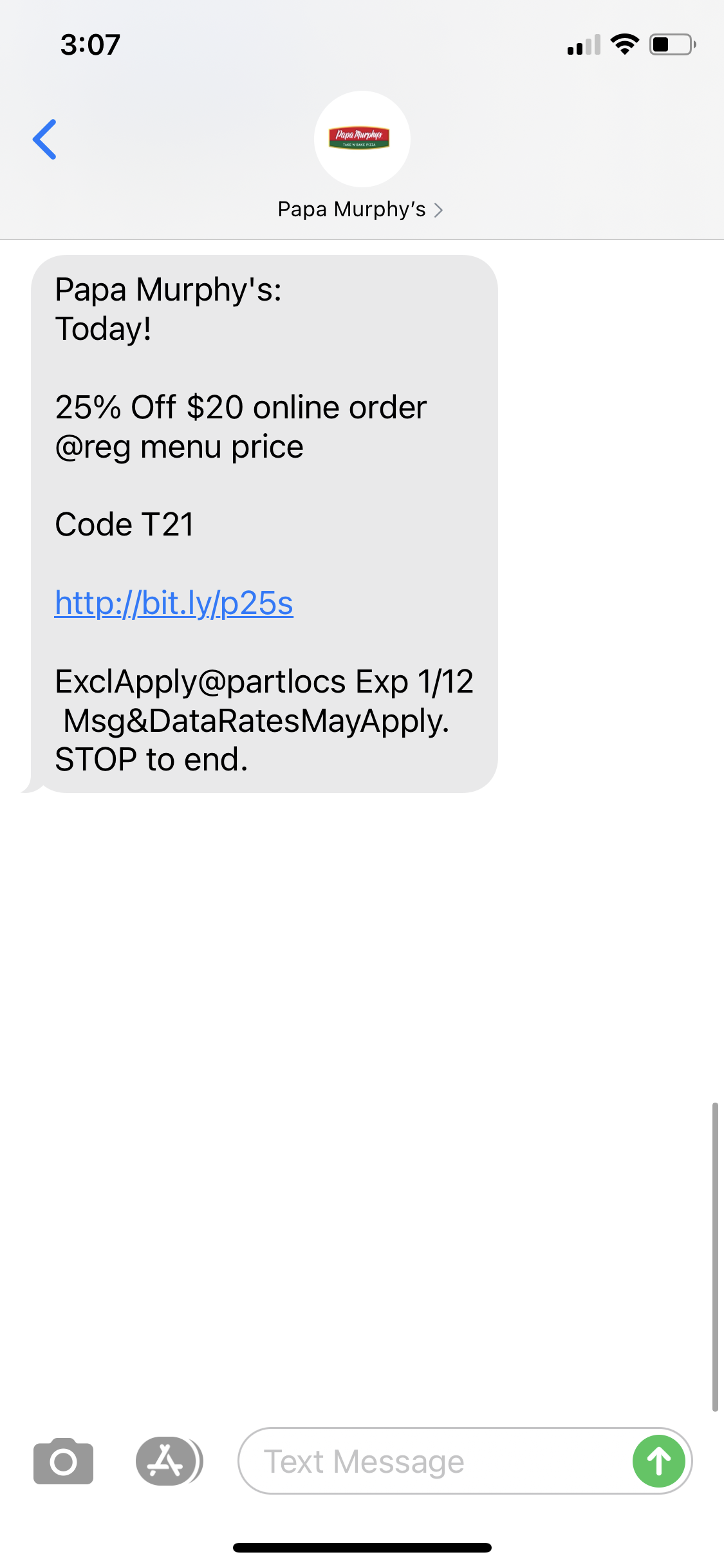 Papa Murphy’s Text Message Marketing Example – 02.11.2021 | SMS Archives