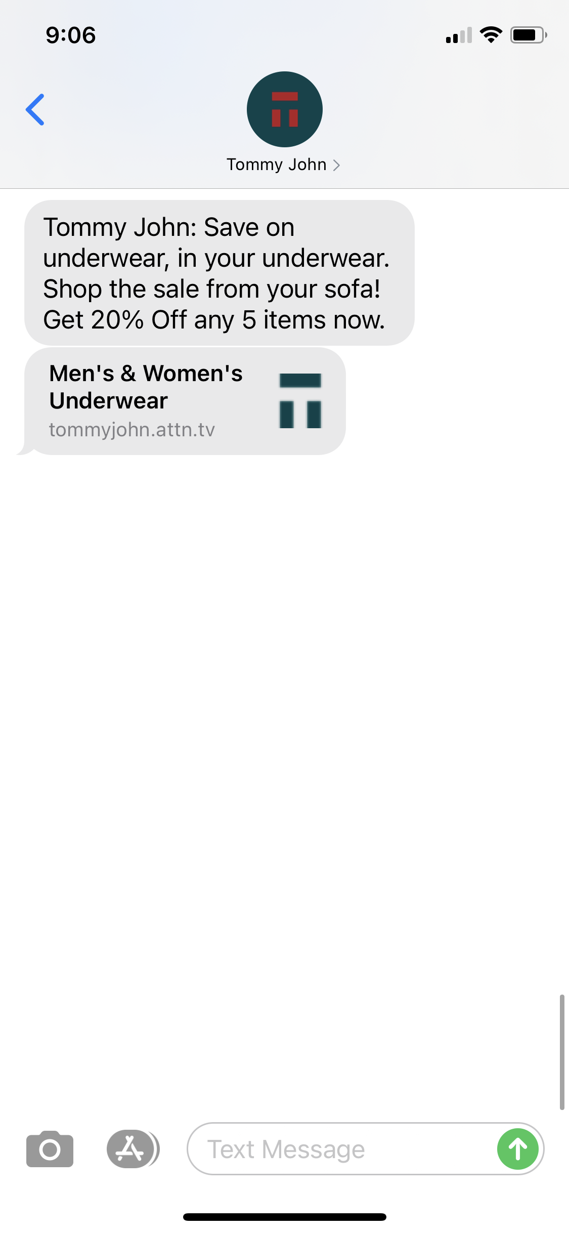 Tommy John Text Message Marketing Example – 02.14.2021 | SMS Archives