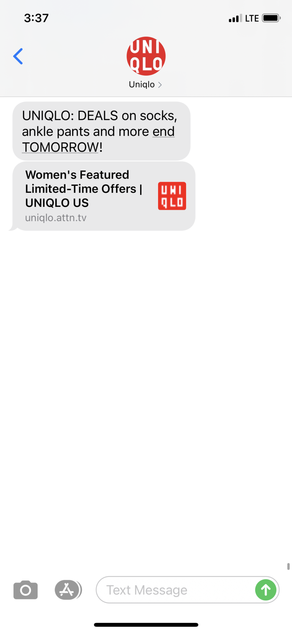 UNIQLO Text Message Marketing Example – 02.24.2021 | SMS Archives