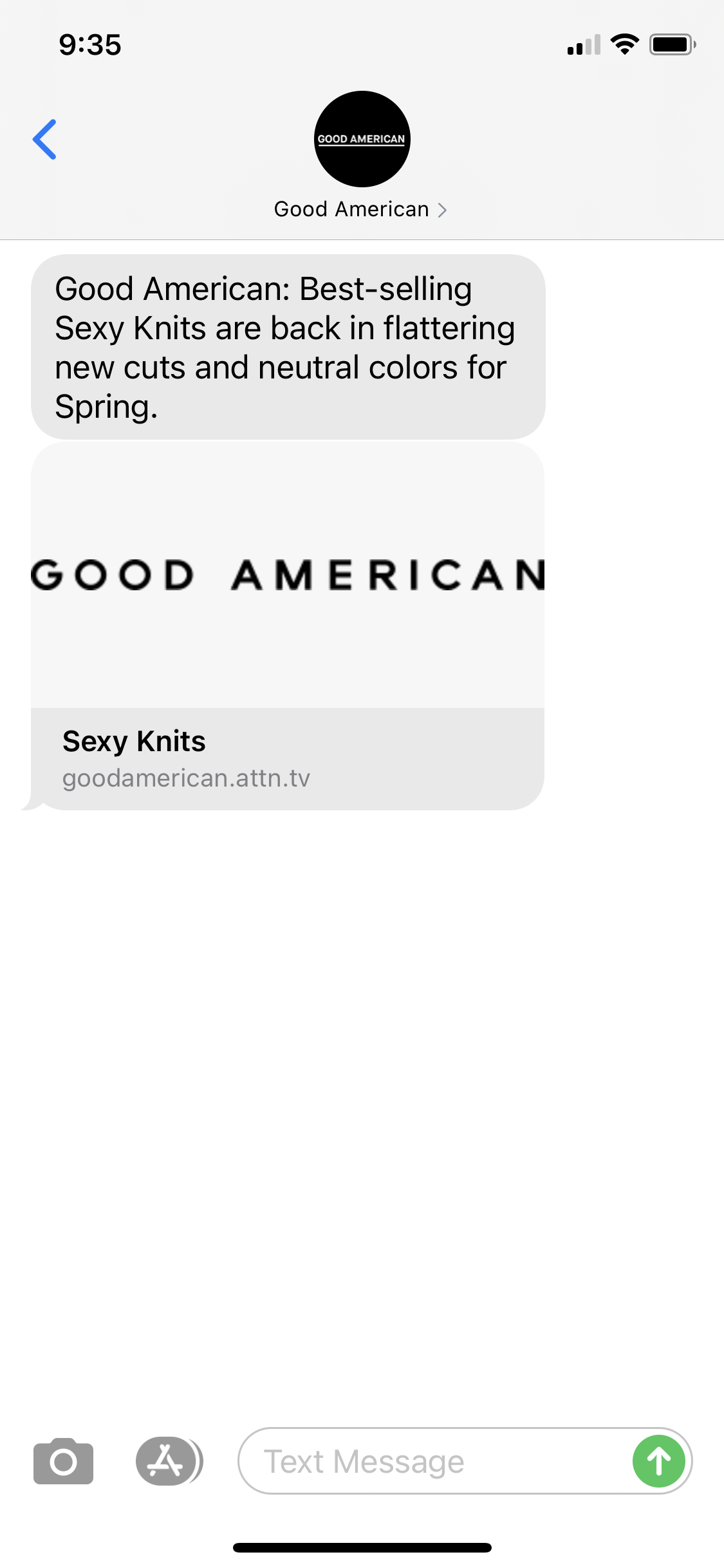 Good American Text Message Marketing Example – 03.11.2021 | SMS Archives