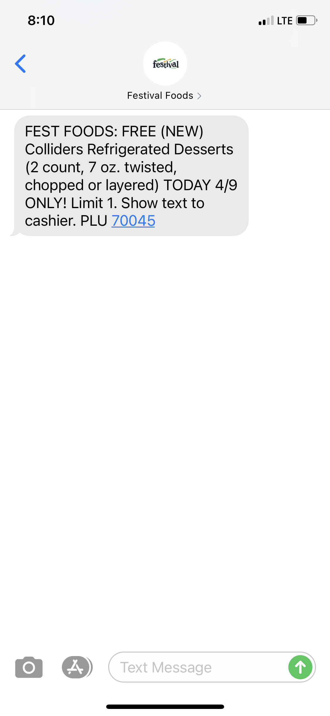 Festival Foods Text Message Marketing Example – 04.09.2021 | SMS Archives