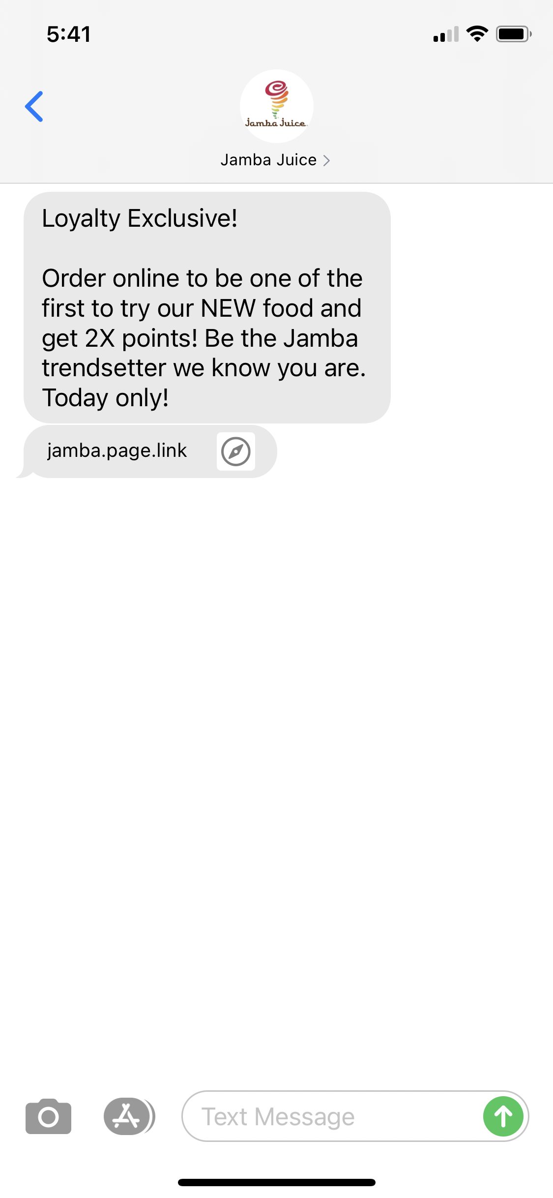 Jamba Juice Text Message Marketing Example – 08.30.2020 | SMS Archives