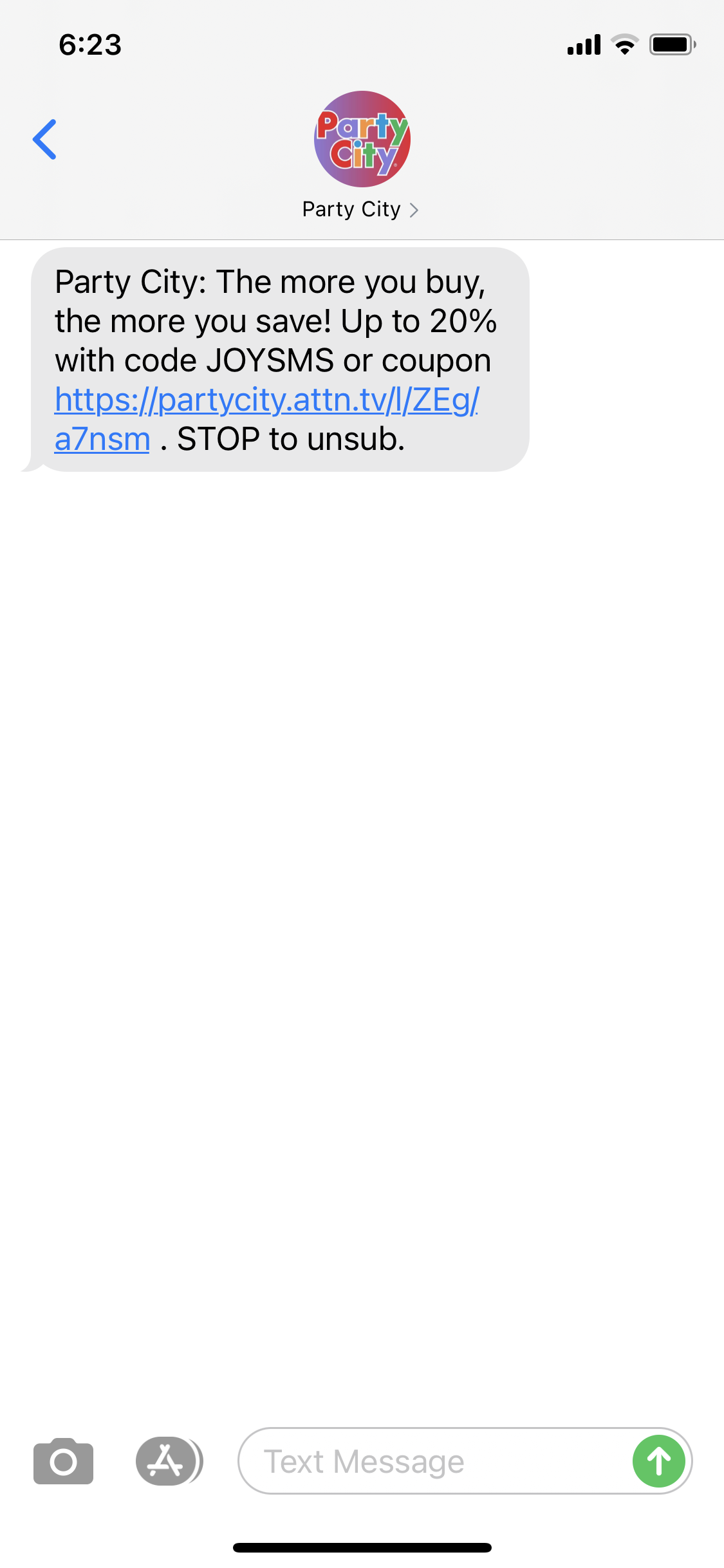 Party City Text Message Marketing Example – 04.28.2021 | SMS Archives