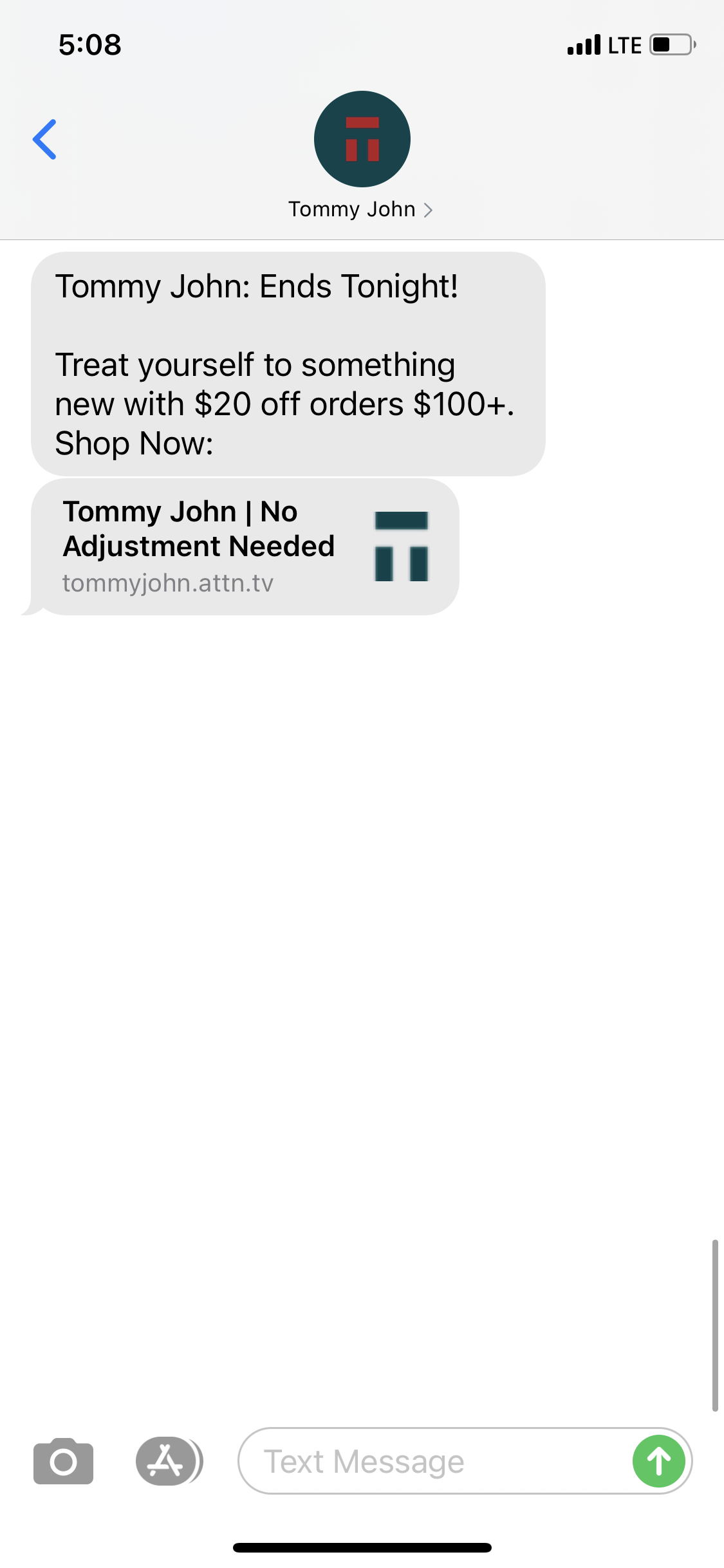 Tommy John Text Message Marketing Example – 04.19.2021 | SMS Archives