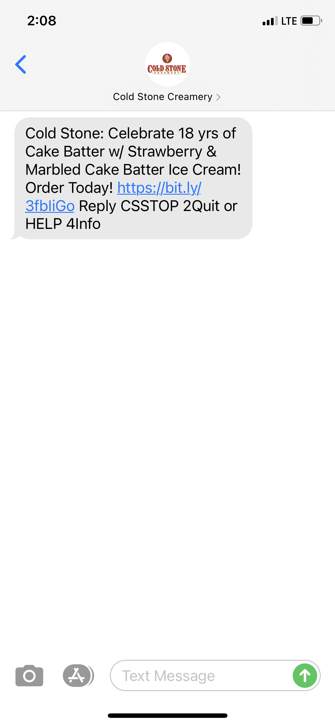 Cold Stone Creamery Text Marketing Examples | SMS Archives