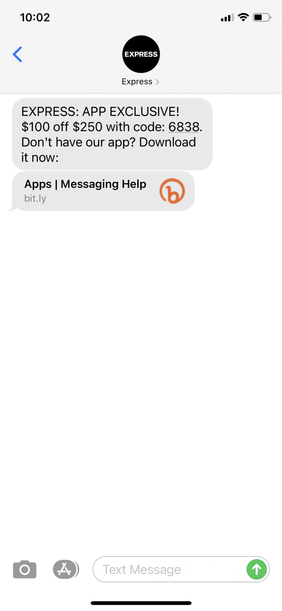 Express Text Message Marketing Example – 05.01.2021 | SMS Archives