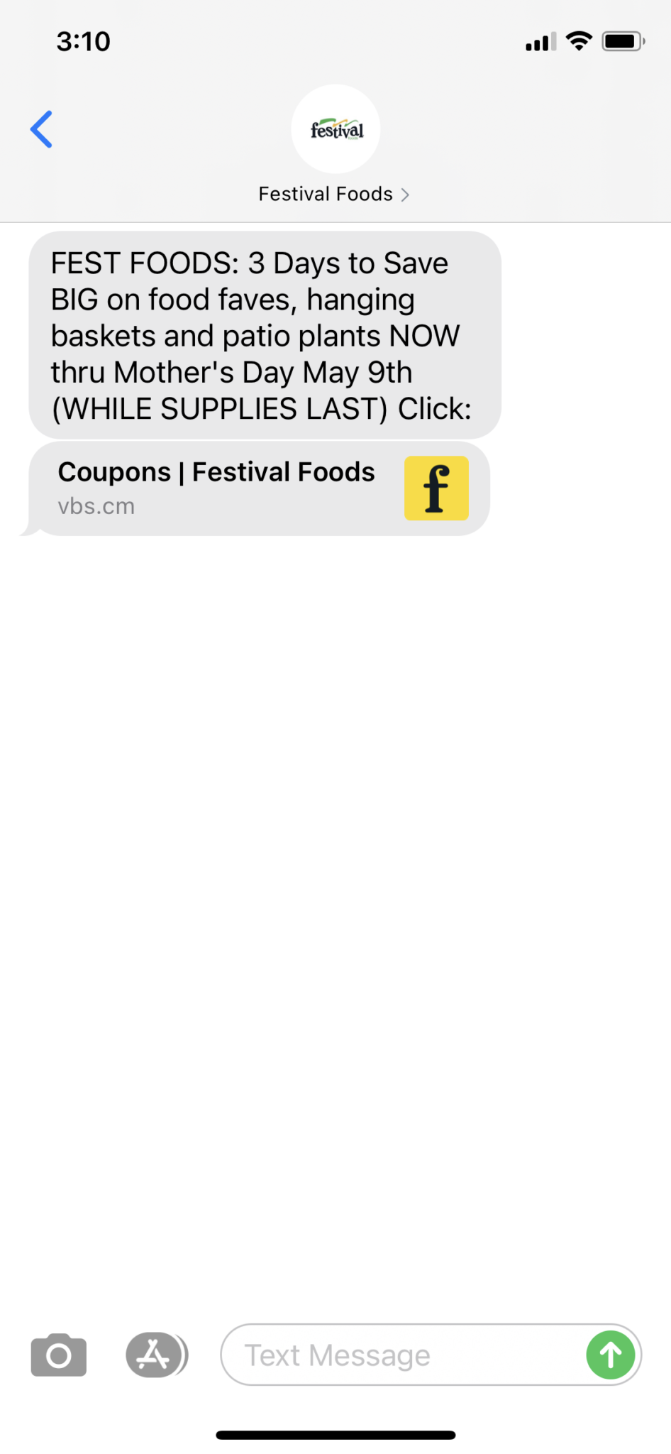 Festival Foods Text Message Marketing Example – 05.07.2021 | SMS Archives