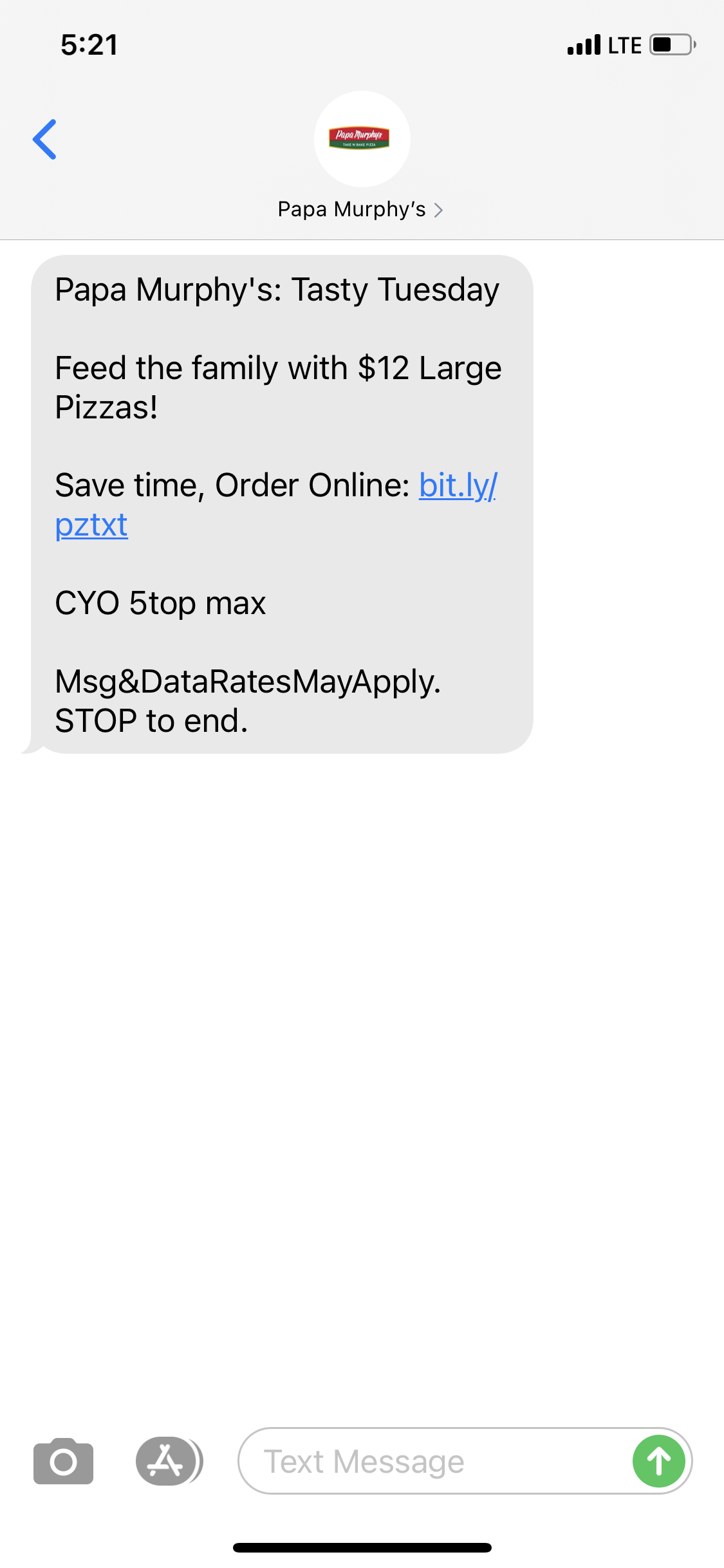 Papa Murphy’s Text Message Marketing Example – 05.04.2021 | SMS Archives