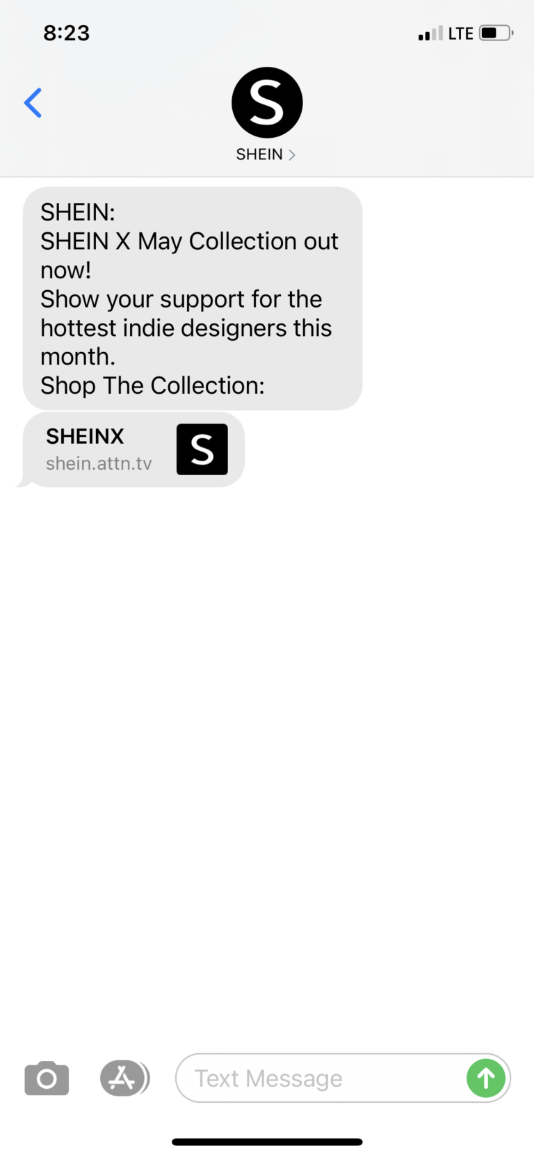 Shein Text Message Marketing Example – 05.18.2021 | SMS Archives