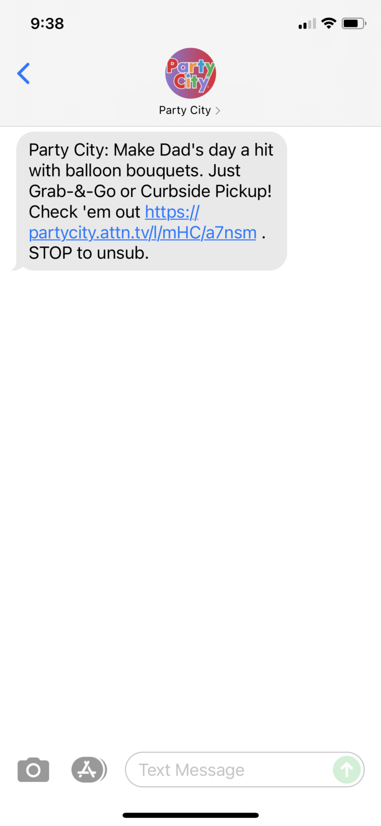 Party City Text Message Marketing Example – 06.19.2021 | SMS Archives