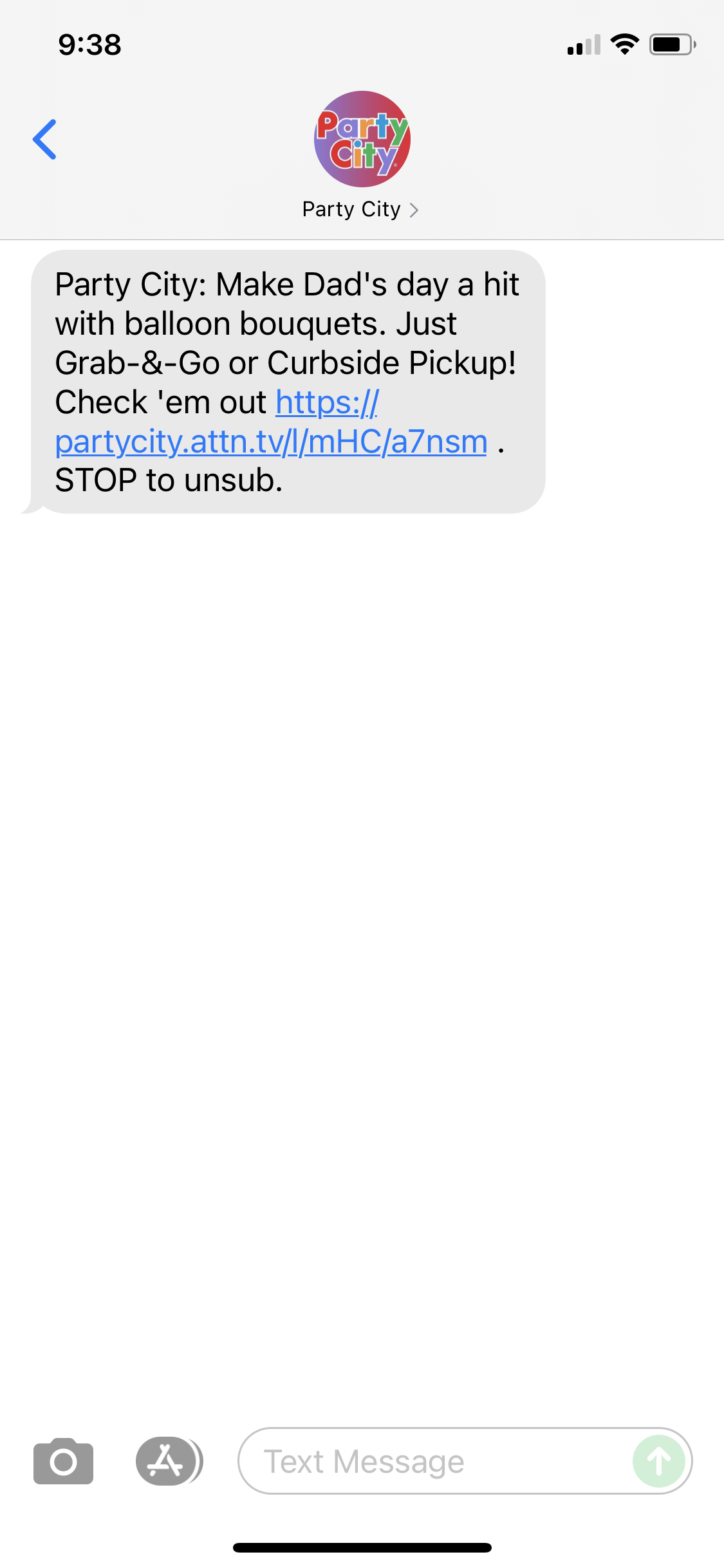 Party City Text Message Marketing Example – 06.19.2021 | SMS Archives