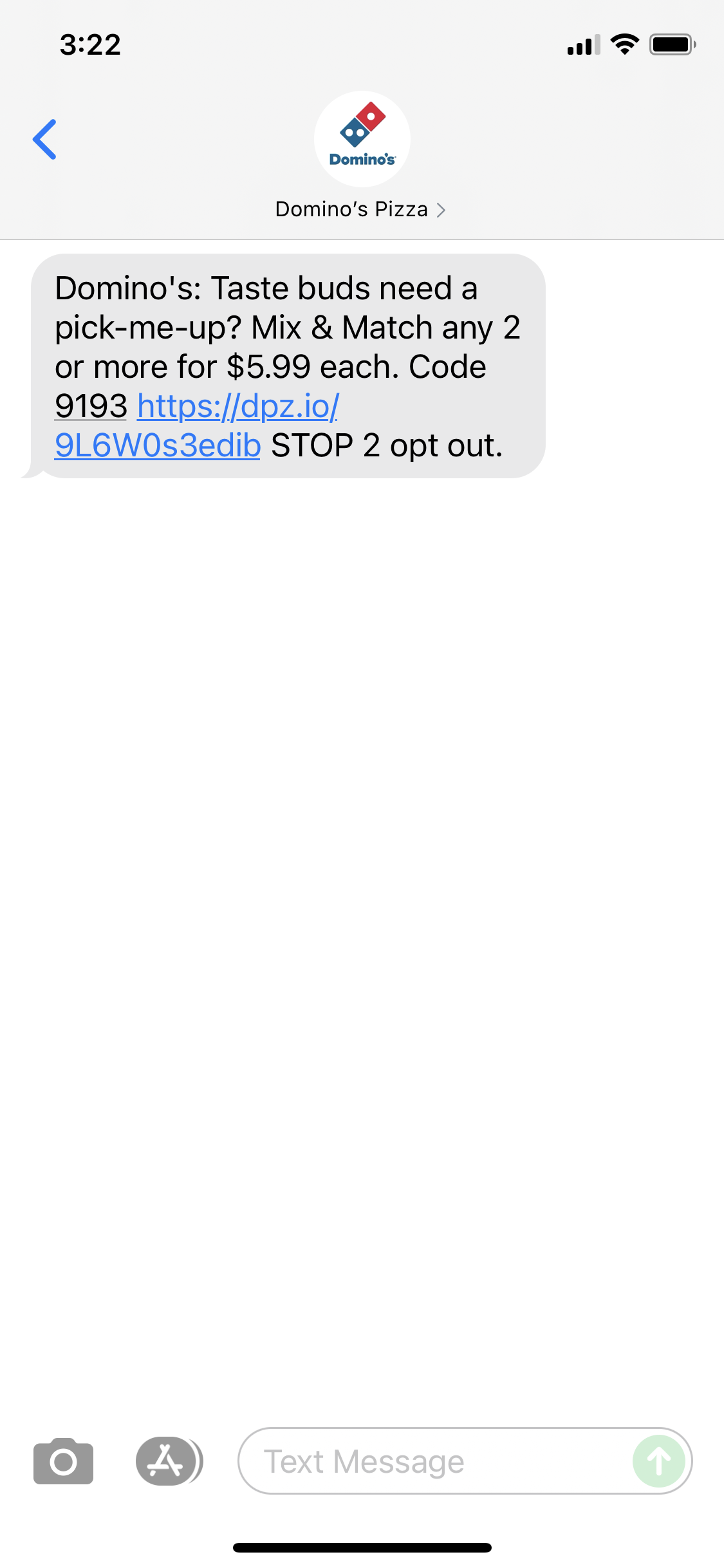 Domino’s Text Message Marketing Example – 07.30.2021 | SMS Archives