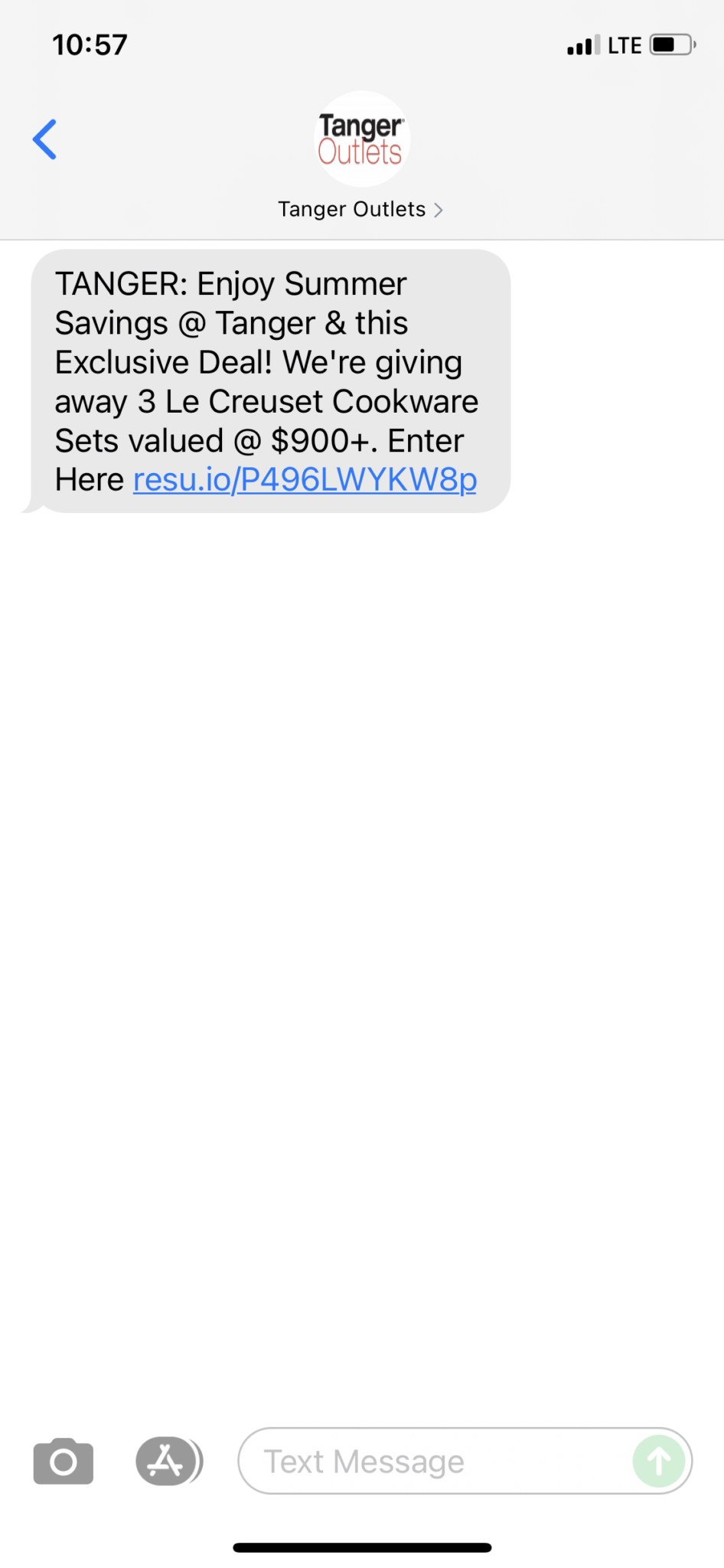 Tanger Outlets Text Message Marketing Example 07 09 2021 SMS Archives