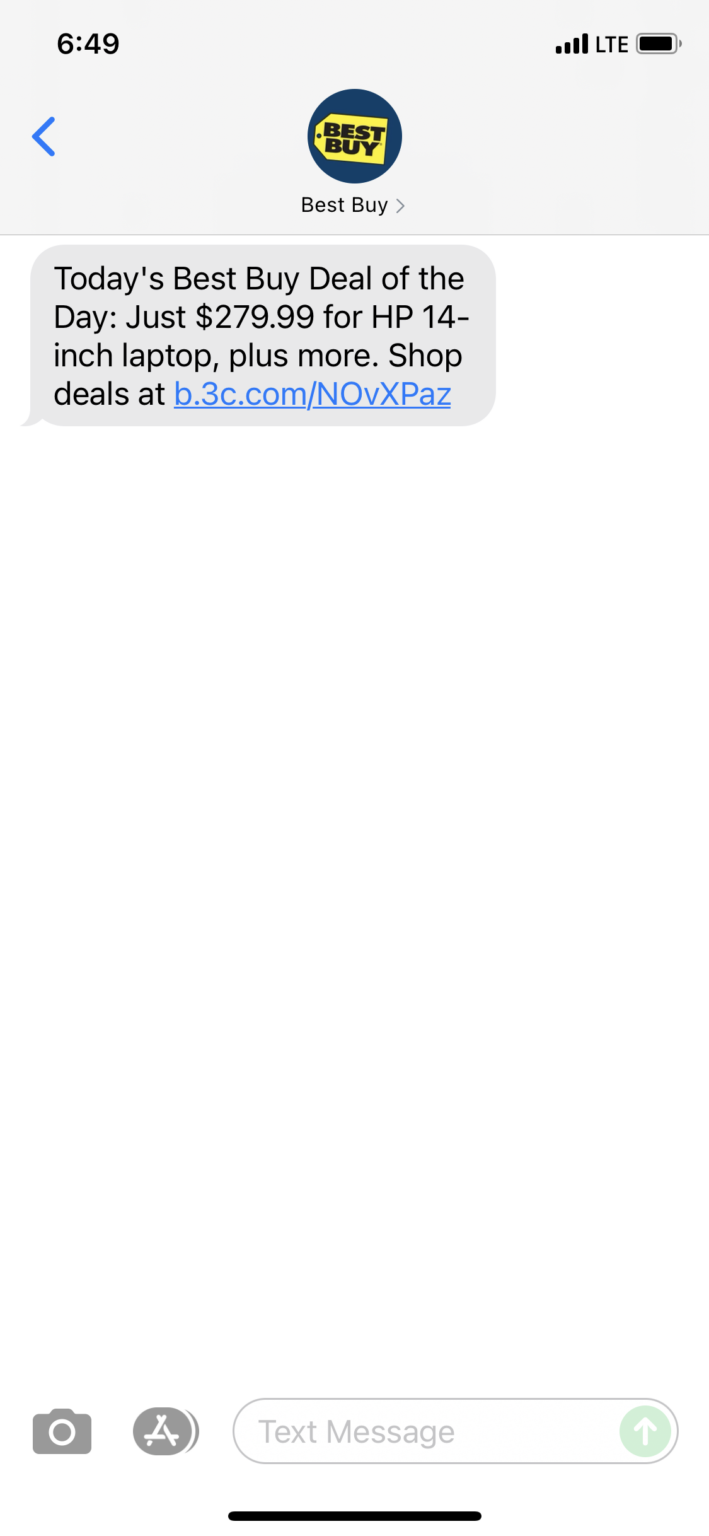 Best Buy Text Message Marketing Example – 08.10.2021 | SMS Archives