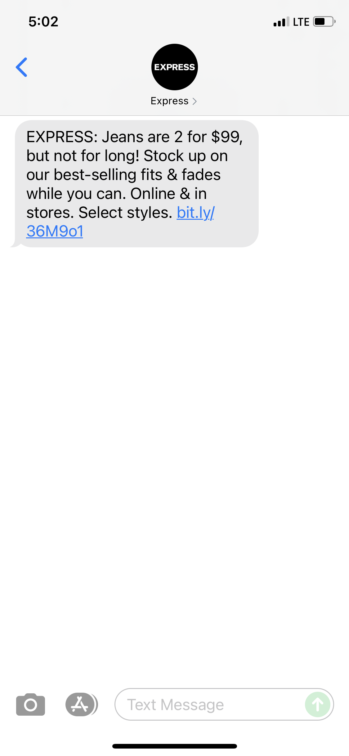 Express Text Message Marketing Example – 08.28.2021 | SMS Archives
