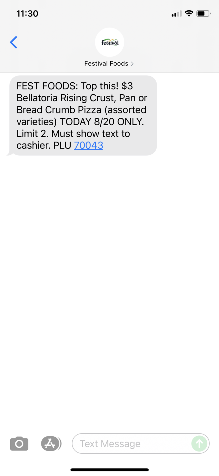 Festival Foods Text Message Marketing Example – 08.20.2021 | SMS Archives