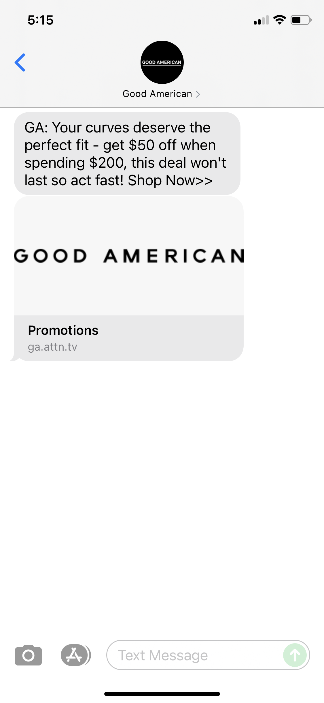 Good American Text Message Marketing Example – 08.27.2021 | SMS Archives