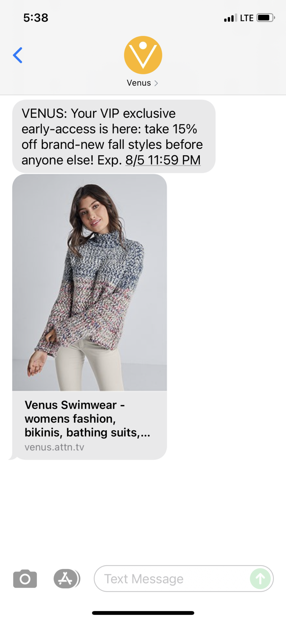 Venus Text Message Marketing Example – 08.03.2021 | SMS Archives