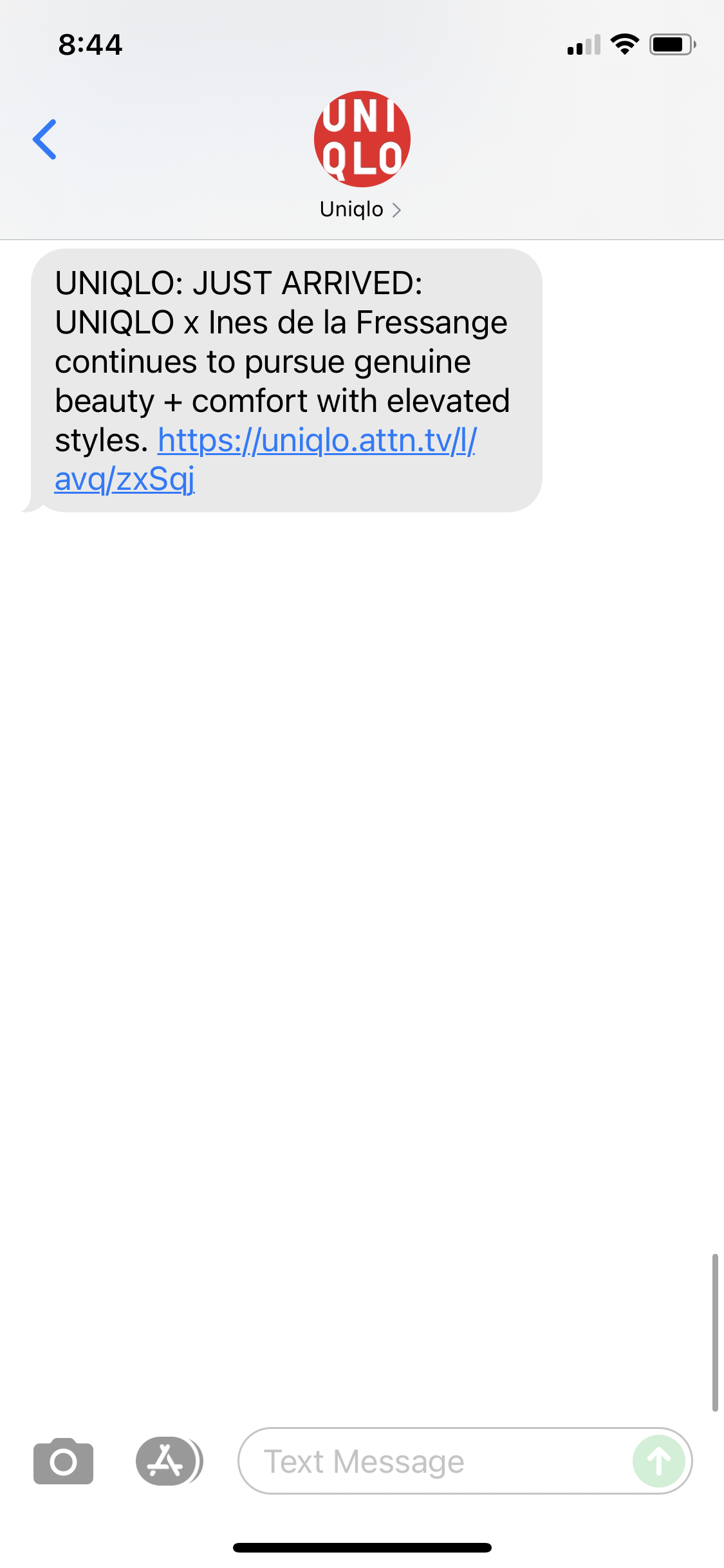 UNIQLO Text Message Marketing Example – 09.16.2021 | SMS Archives