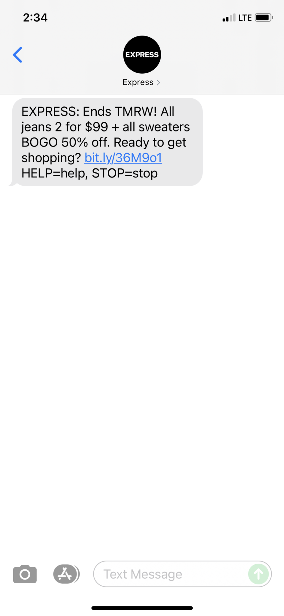 Express Text Message Marketing Example – 10.02.2021 | SMS Archives
