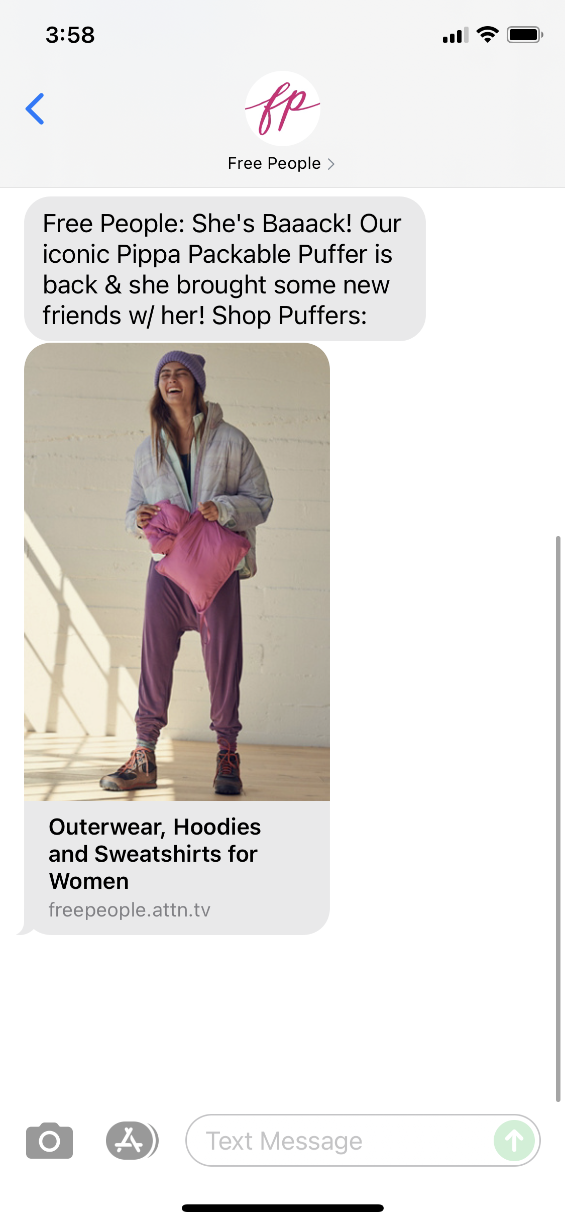 Free People Text Message Marketing Example – 10.28.2021 | SMS Archives