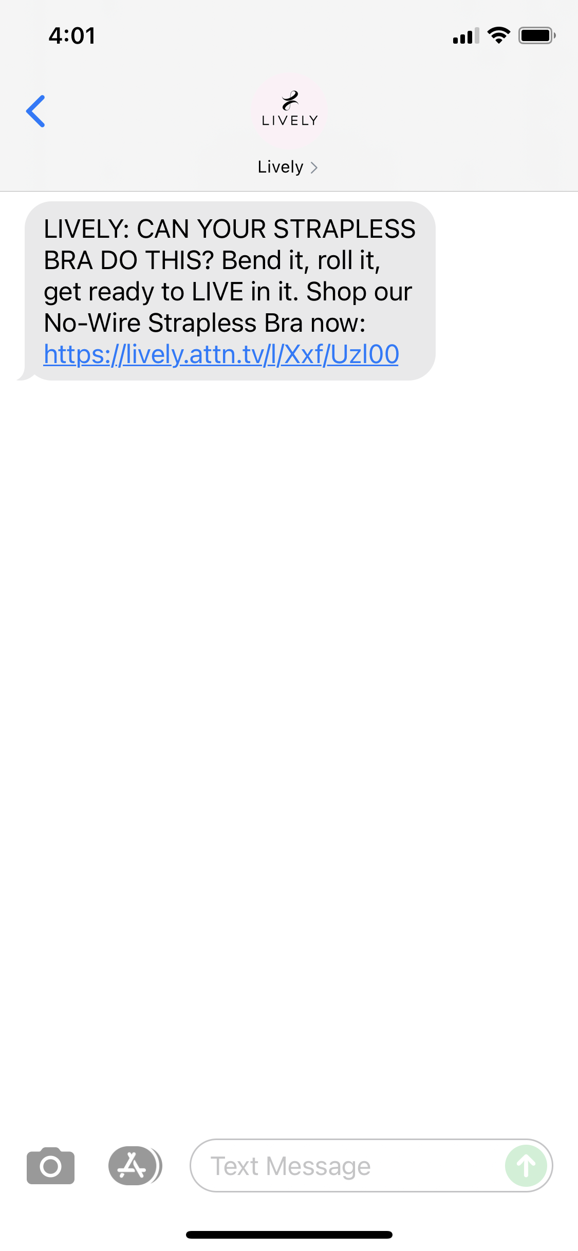 Lively Text Message Marketing Example – 10.28.2021 | SMS Archives