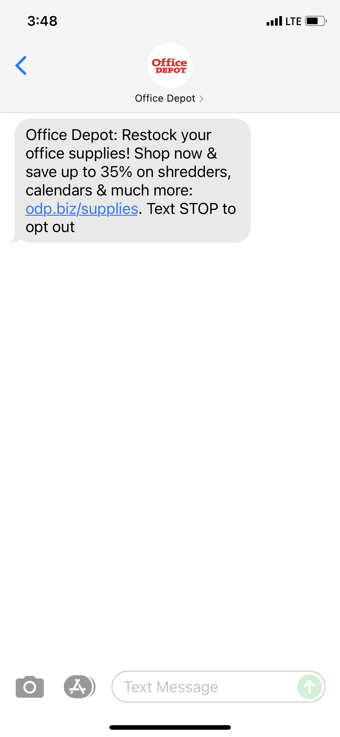 Office Depot Text Message Marketing Example – 10.21.2021 | SMS Archives