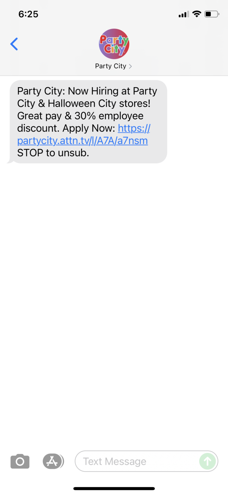 Party City Text Message Marketing Example – 10.17.2021 | SMS Archives