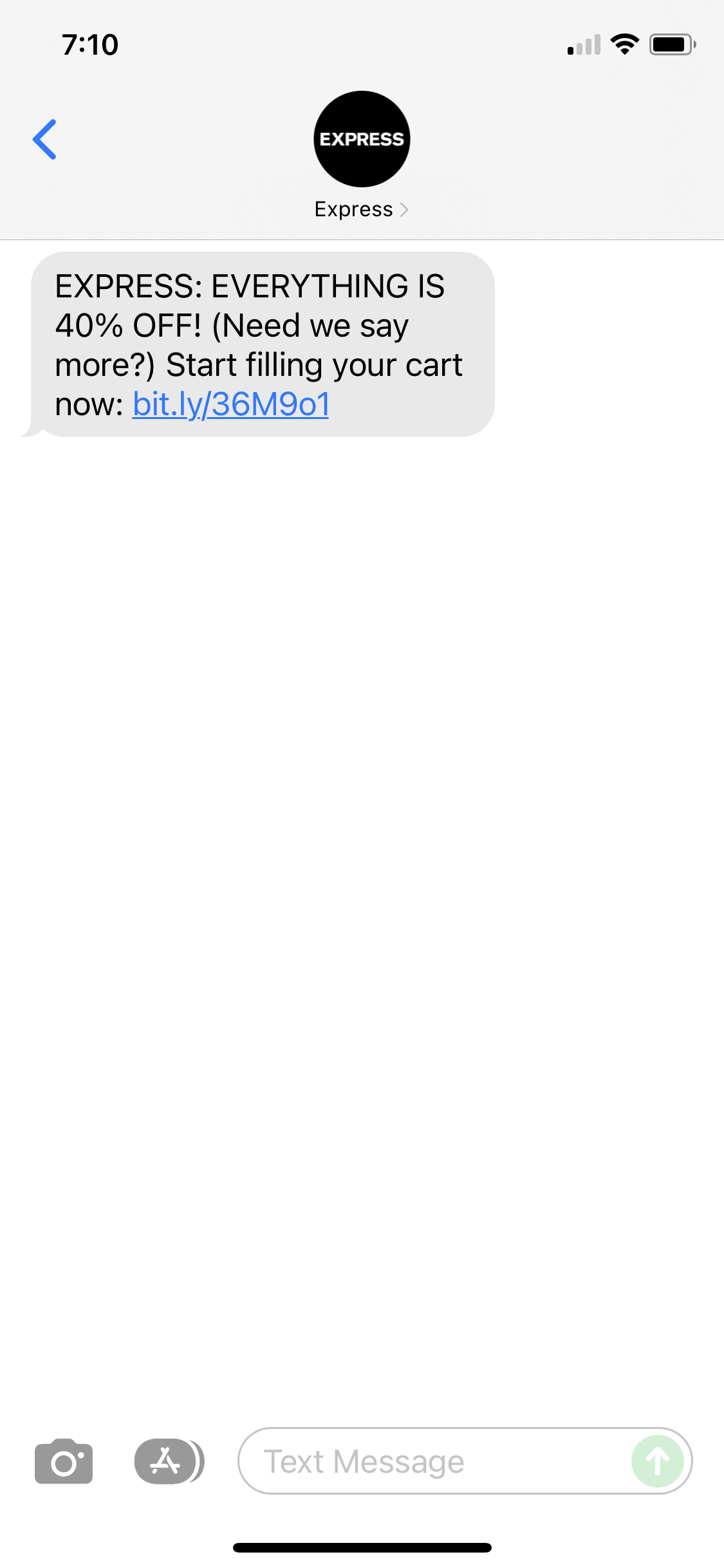 Express Text Message Marketing Example – 08.25.2020 | SMS Archives