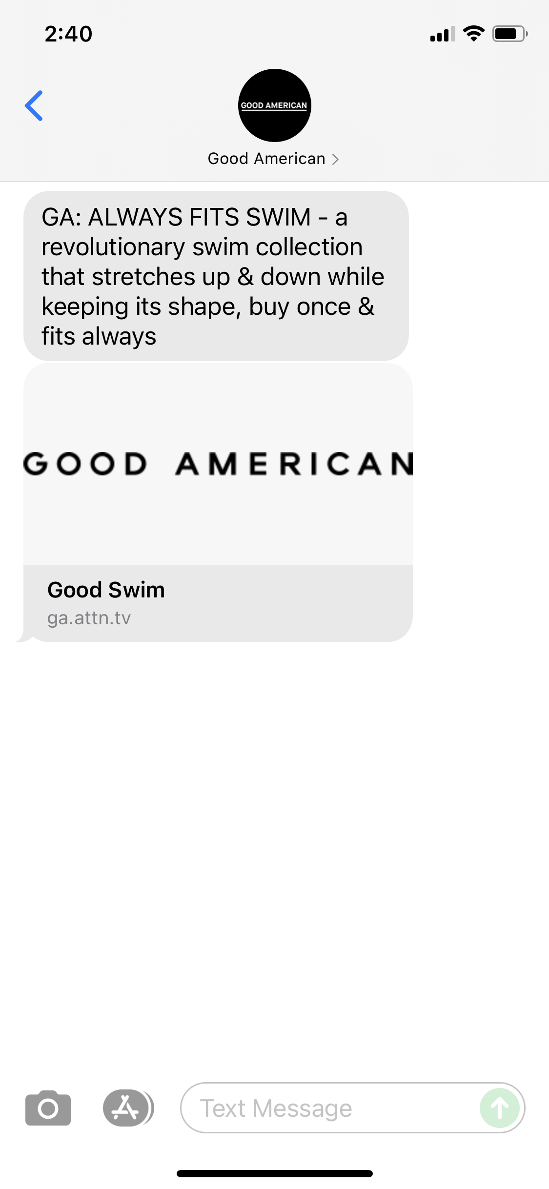 Good American Text Message Marketing Example – 10.29.2021 | SMS Archives