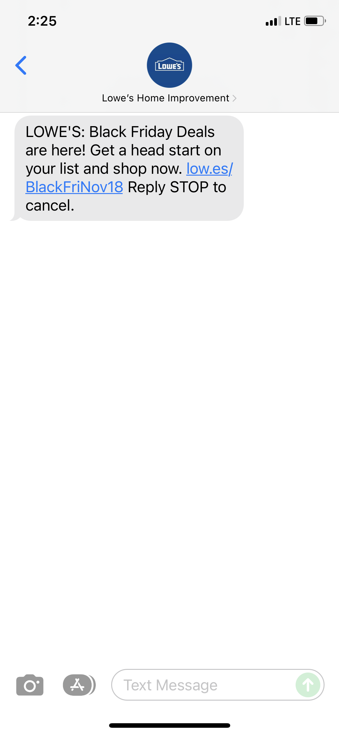 Lowe’s Text Message Marketing Example – 12.23.2021 | SMS Archives