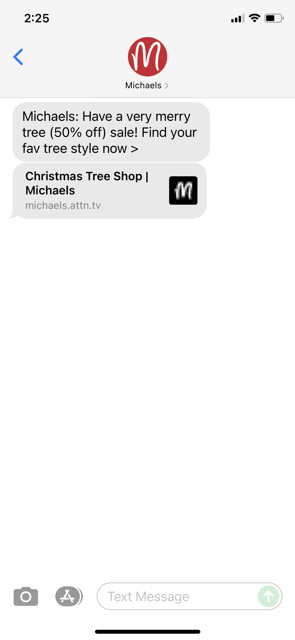 michaels-text-message-marketing-example-11-08-2021-sms-archives