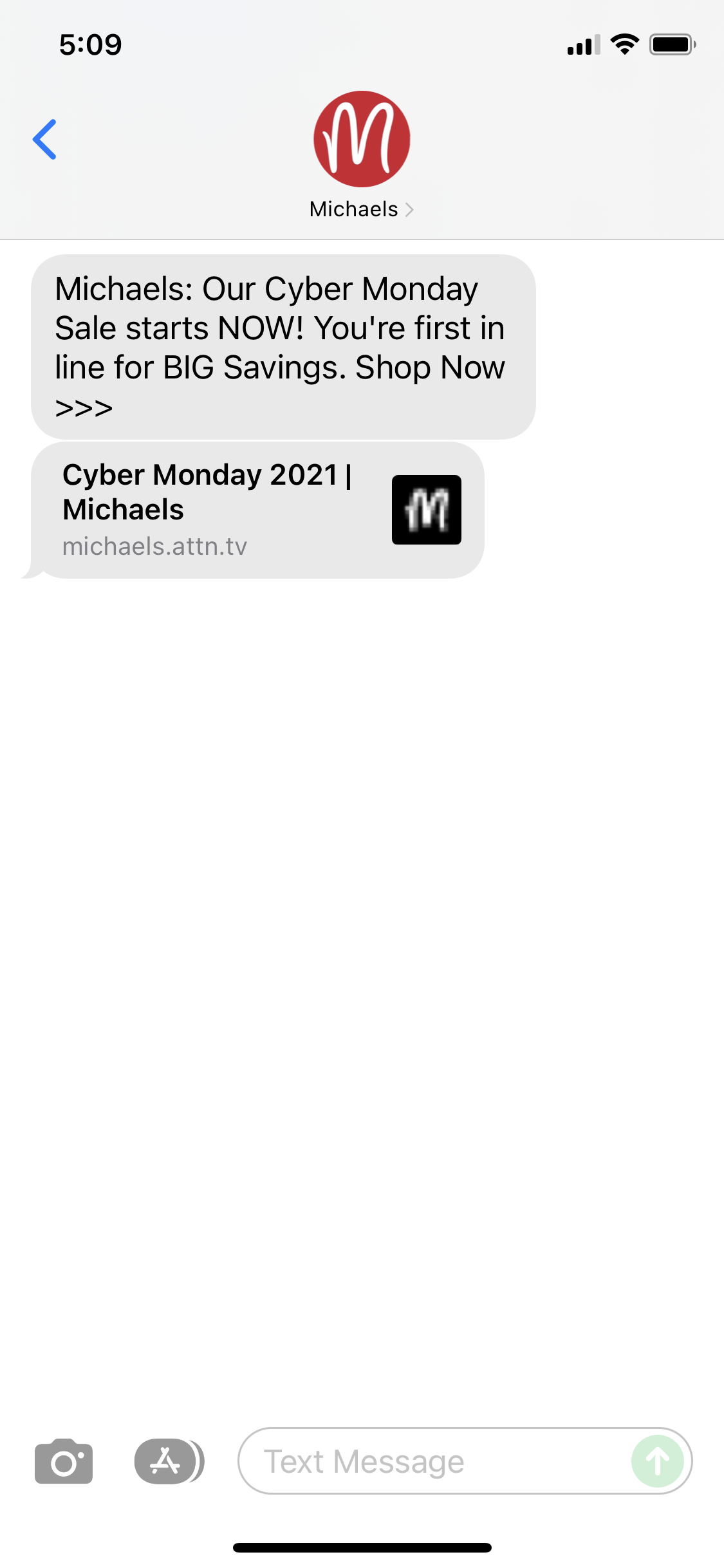 michaels-text-message-marketing-example-11-28-2021-sms-archives