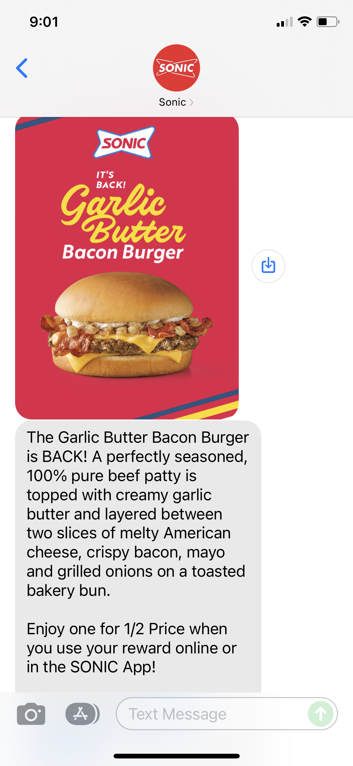 Sonic Text Marketing Examples | SMS Archives